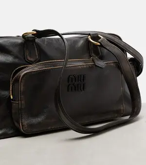 Miu Miu Pocket Leather Shoulder Bag - Brown