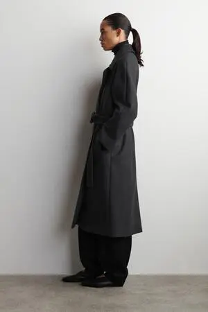 Cos Tailored Belted Wool-twill Coat - Gray