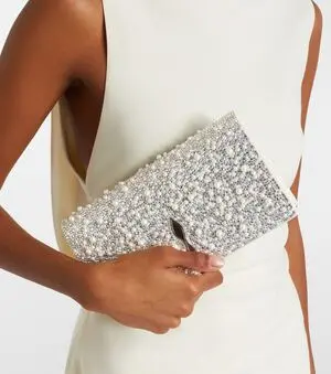 CHRISTIAN LOUBOUTIN Bettina Embellished Leather Clutch - Silver