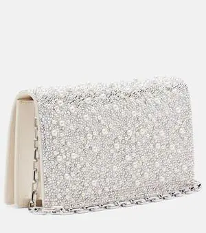 CHRISTIAN LOUBOUTIN Bettina Embellished Leather Clutch - Silver