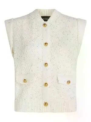 Karl Lagerfeld Bouclé Button Vest - Neutrals