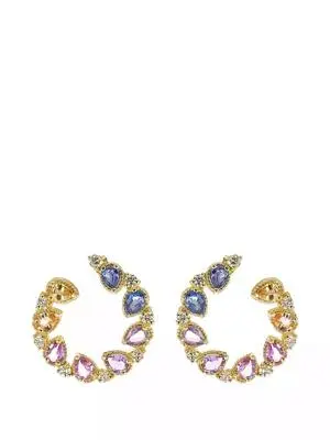 TANYA FARAH Jasmine Bloom Bypass Sapphire And Diamond Hoop Earrings