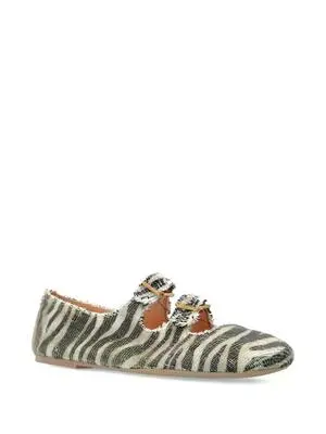 Agl Zebra-print Buckle Ballet Flats