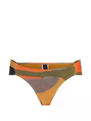LYGIA & NANNY Abstract Pattern Gathered Bikini Bottom - Orange