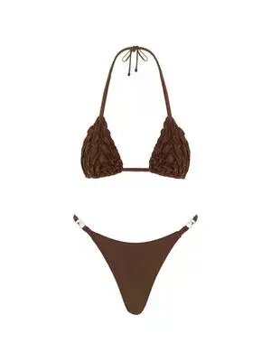 SELIA RICHWOOD Lia Textured Tie Bikini - Brown
