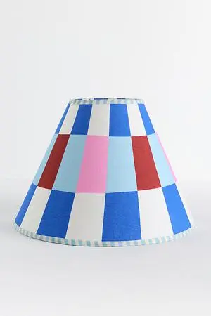 DAMSON MADDER Geometric Printed Empire Lamp Shade - Blue Stripe