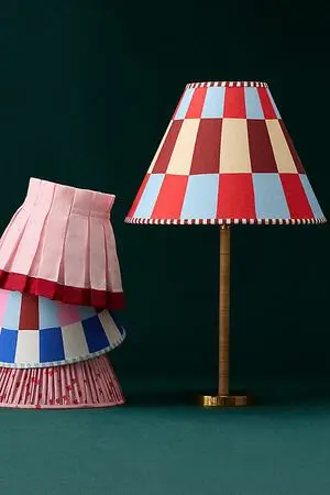 DAMSON MADDER Geometric Printed Empire Lamp Shade - Blue Stripe