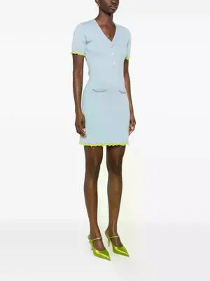 Casablanca Pearl-embellished Mini Dress - Blue