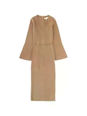 Michael Kors V-neck Maxi Dress With Chain Belt