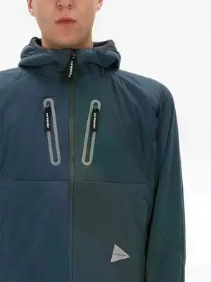 AND WANDER Zip-pockets Hooded Jacket - Blue