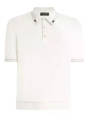 Dolce & Gabbana Logo-trim Polo Shirt - White