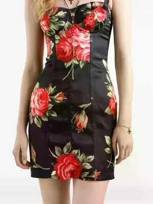 Dolce & Gabbana Floral Print Mini Dress - Black