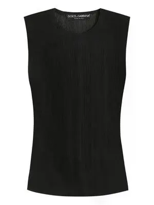 Dolce & Gabbana Ribbed Sleeveless Tank Top - Black