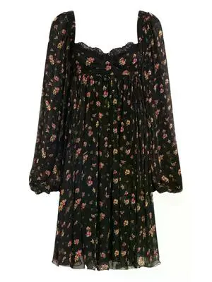 Dolce & Gabbana Floral Lace Mini Dress - Black