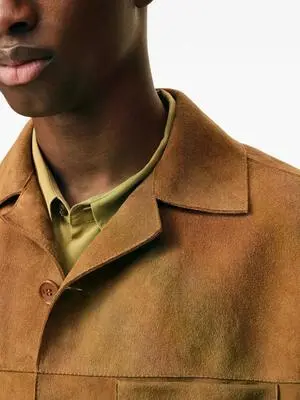 Ami Goat Suede Buttoned Overshirt - Brown