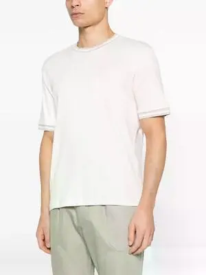 Eleventy Ribbed-trim T-shirt - White