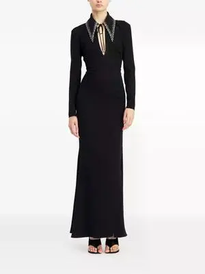 16Arlington Elis Embellished Collared Maxi Dress