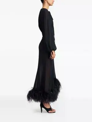 16Arlington Davis Feather-trim Midi Dress
