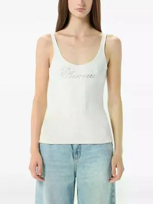 Blumarine Logo-embroidered Ribbed Knit Top