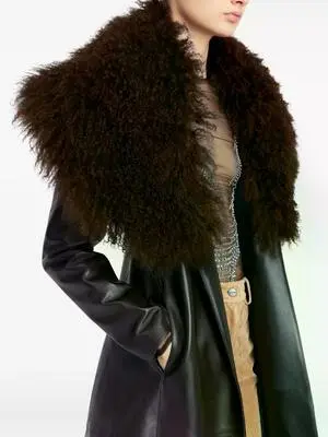 16Arlington Luisa Fur-collar Leather Coat