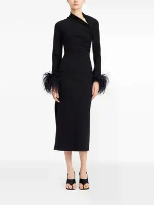 16Arlington Feather-trim Midi Dress