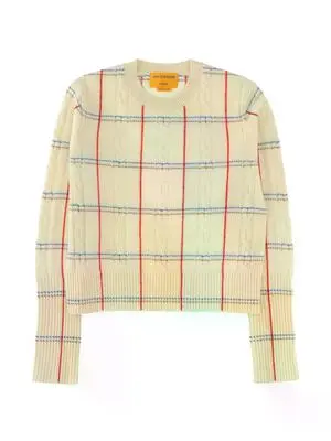Guest In Residence Cable-knit Plaid Sweater
