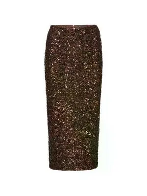 ROTATE BY BIRGER CHRISTENSEN Sequin-embellished Midi Skirt - Brown