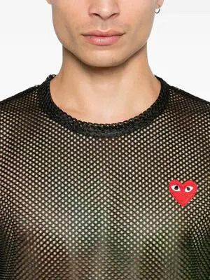 Play Comme Des Garcon Mesh Logo-patch T-shirt