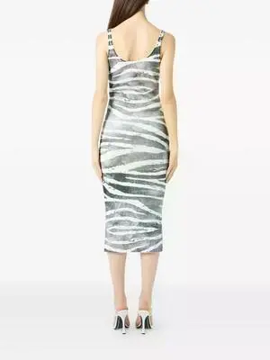 Blumarine Zebra-print Midi Dress With Buttons - White