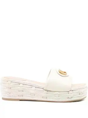Valentino Garavani Logo-plaque Woven Platform Slides