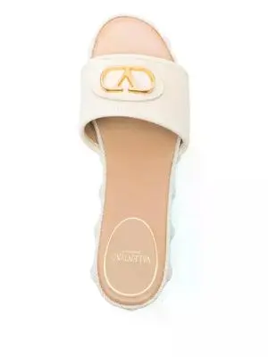 Valentino Garavani Logo-plaque Woven Platform Slides