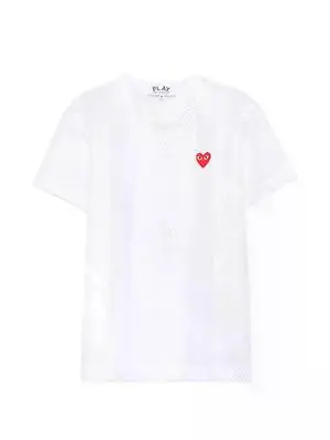 Play Comme Des Garcon Heart Patch Mesh T-shirt - White