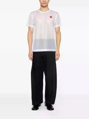 Play Comme Des Garcon Heart Patch Mesh T-shirt - White