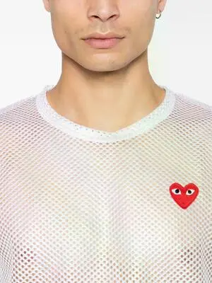 Play Comme Des Garcon Heart Patch Mesh T-shirt - White