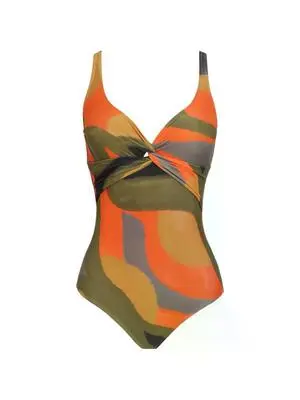 LYGIA & NANNY Twist-front Printed One-piece Swimsuit - Orange