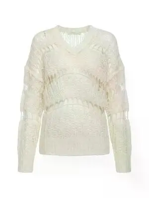Fabiana Filippi V-neck Open Knit Sweater - Neutrals
