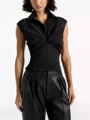 Manière De Voir Maniere De Voir Yvette Twist Front Sleeveless Shirt - Black
