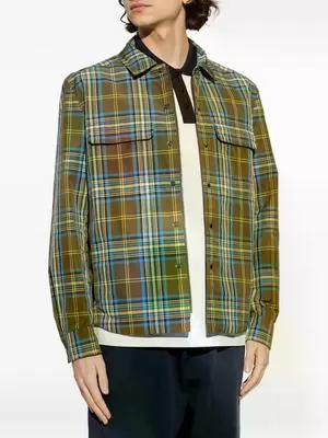 Moncler Check-pattern Logo-patch Shirt - Green