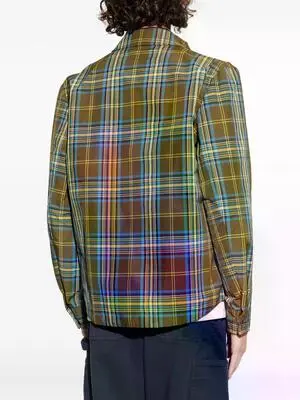Moncler Check-pattern Logo-patch Shirt - Green