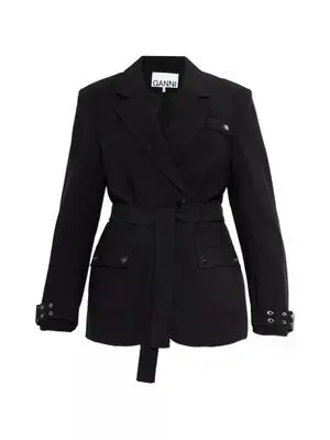 GANNI Notched-lapel Belted Jacket