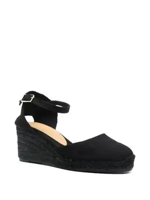 CastaÑer Ankle Strap Wedge Espadrilles - Black