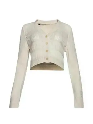 DIOTIMA Textured Cropped Cardigan - Neutrals