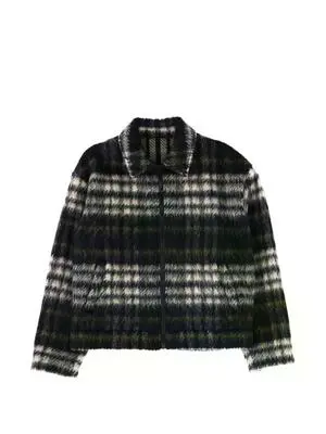 MSGM Check-pattern Zip-up Jacket - Black