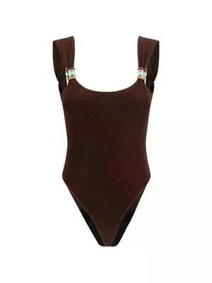 Oseree Metallic Ring One-piece Swimsuit - Brown