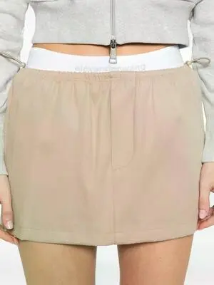 Alexander Wang Logo-waistband Mini Skirt - Neutrals