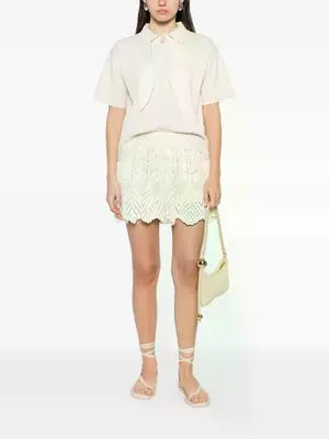 FORTE_FORTE Tie Knit Polo Top - Neutrals