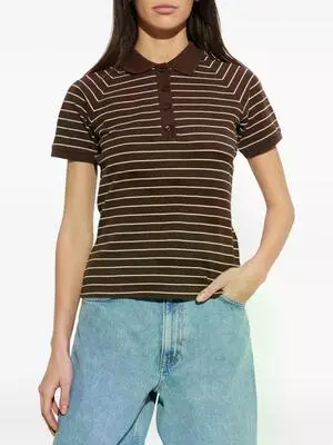SAMSOE SAMSOE Striped Buttoned Polo Top