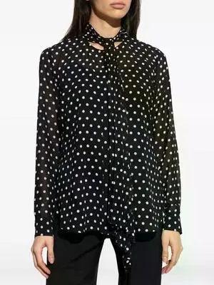 Michael Kors Polka-dot Neck-tie Blouse