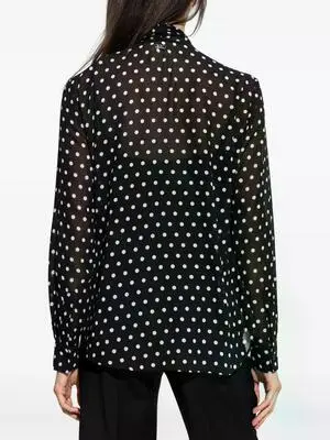 Michael Kors Polka-dot Neck-tie Blouse