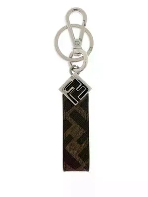 Fendi Square Logo Plaque Keyring - Brown